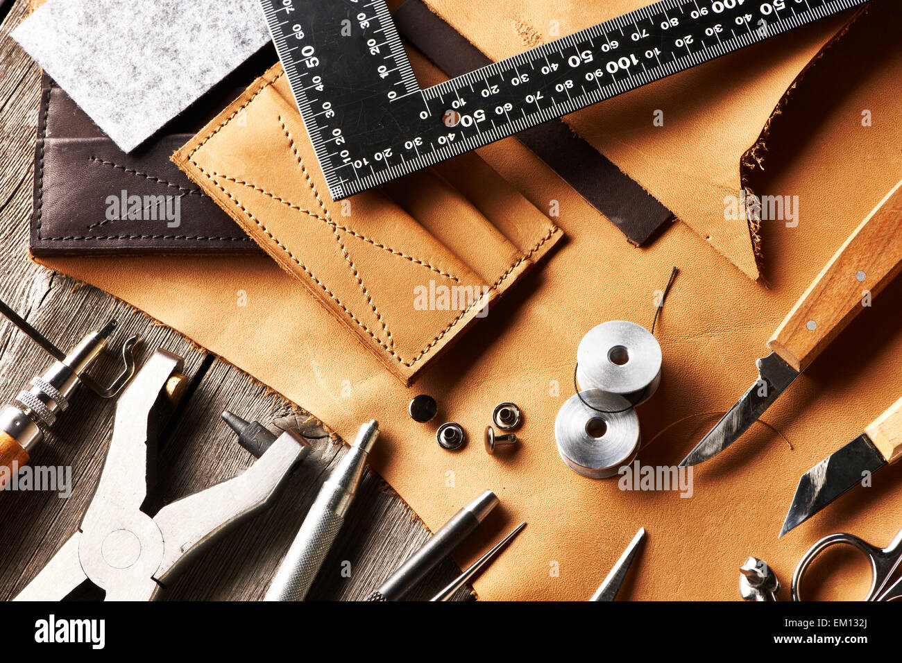 Leather crafting tools Stock Photo - Alamy