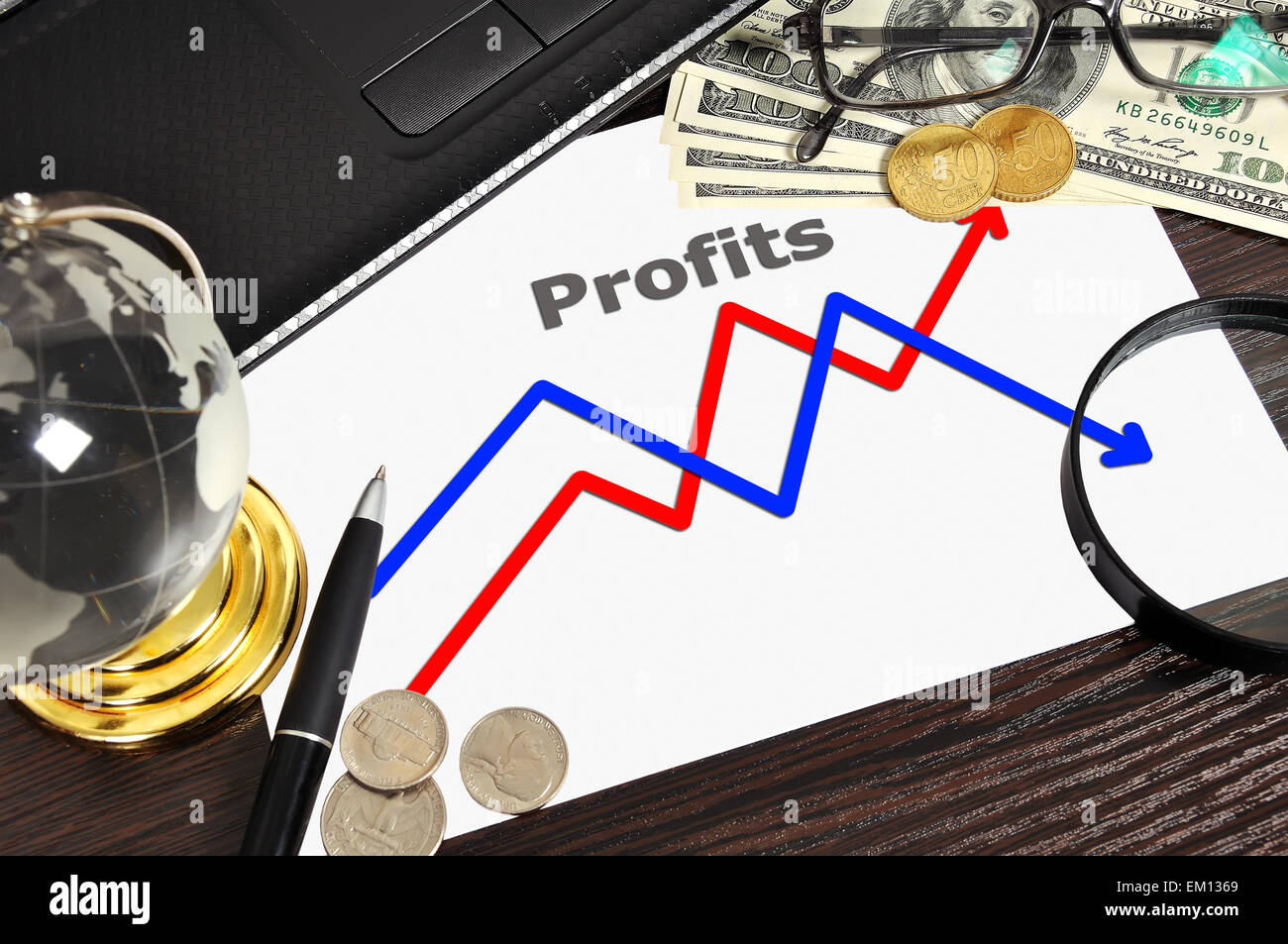 chart on poster and money Stock Photo - Alamy