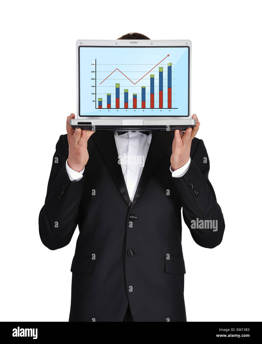 businessman in tuxedo holding notebook wirth chart Stock Photo - Alamy