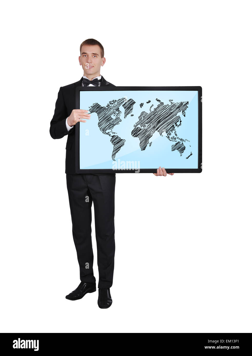 world map on screen Stock Photo - Alamy