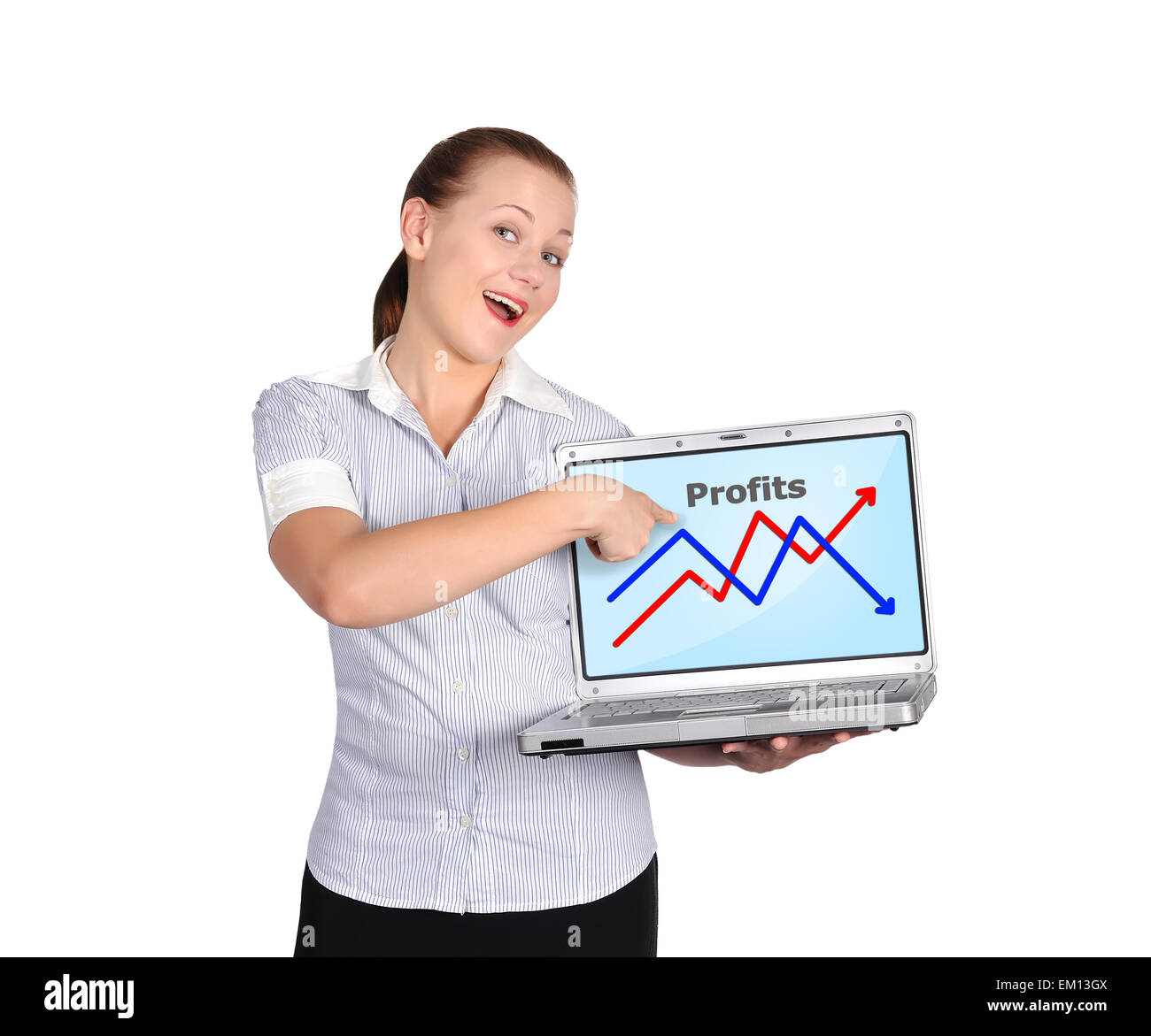 girl holding notebook with graph Stock Photo - Alamy