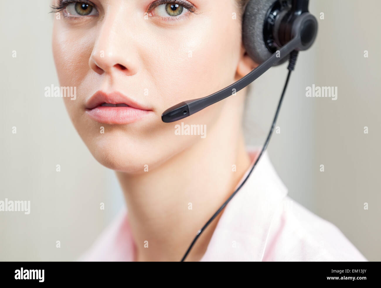 Portrait Of Customer Service Representative Wearing Headset Stock Photo ...