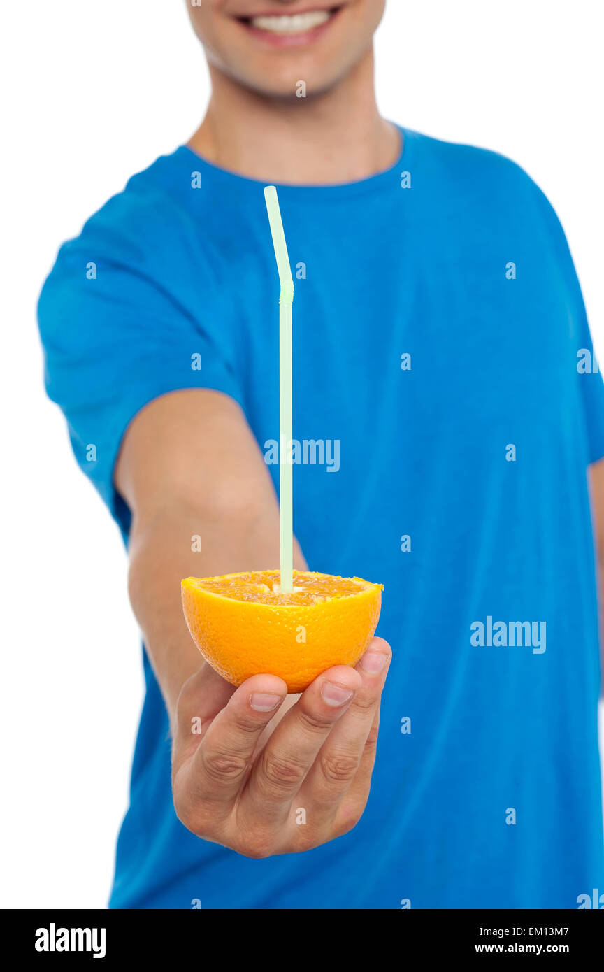 Time to enjoy fresh juice Stock Photo - Alamy