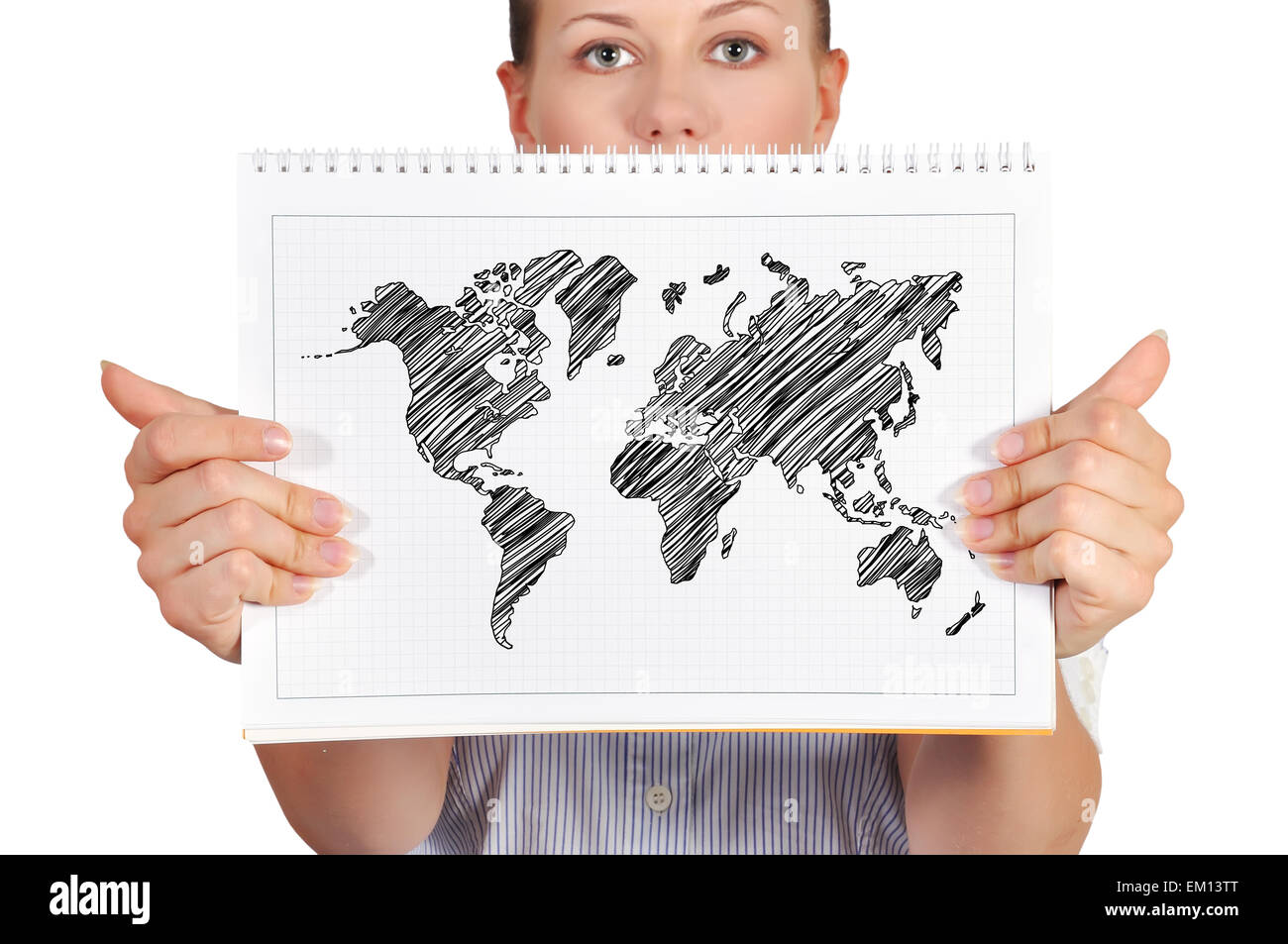 note pad with world map Stock Photo - Alamy