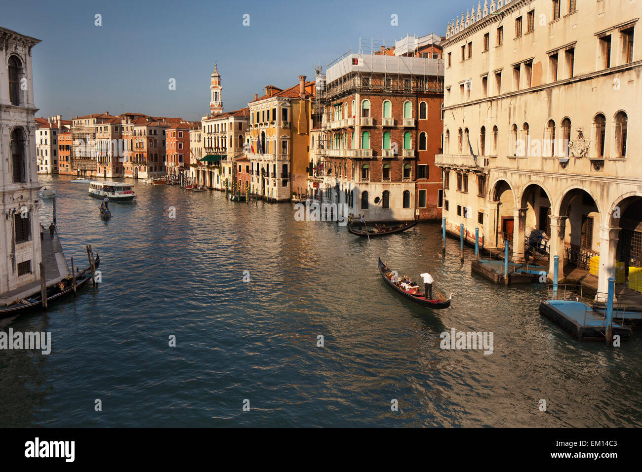 Gondola And Boat On The Grand Canal; Venice Italy Stock Photo - Alamy