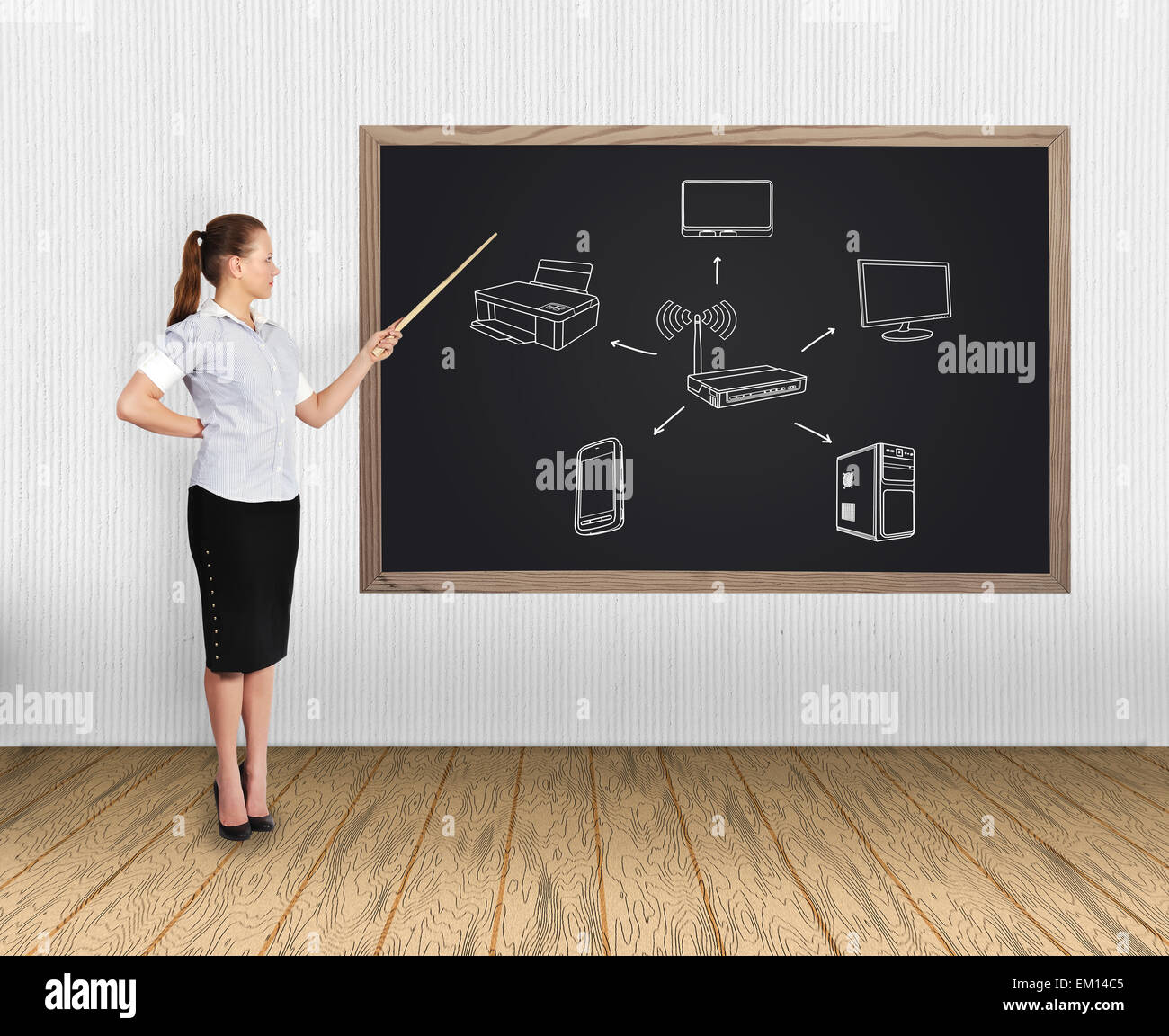 computer network on blackboard Stock Photo - Alamy