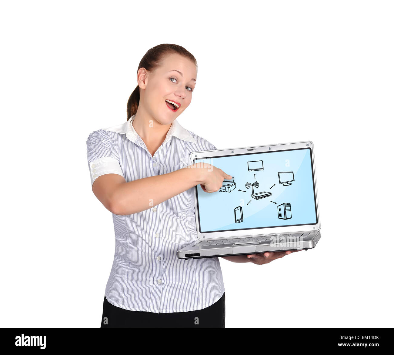 laptop with computer network Stock Photo - Alamy
