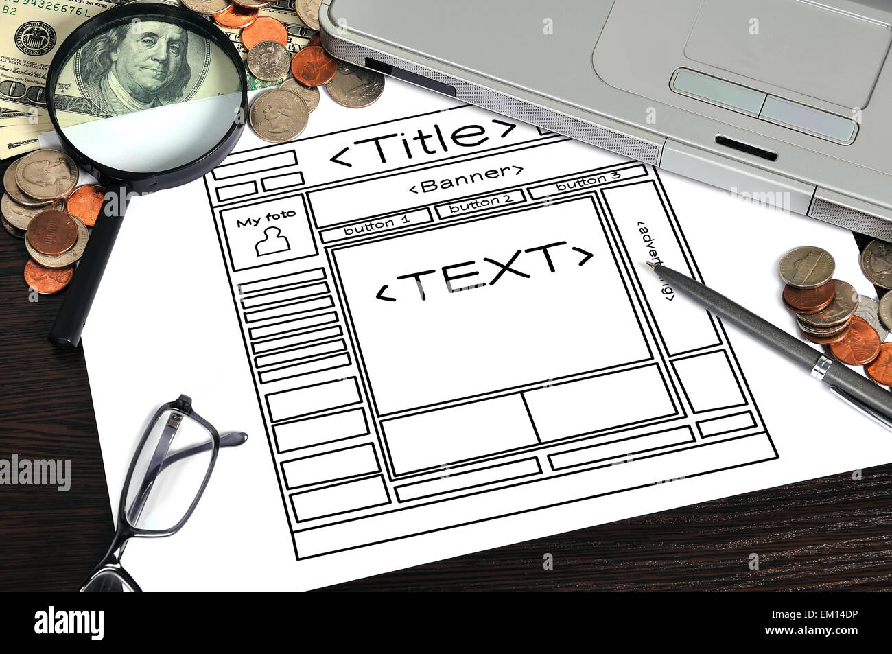 paper with template web page Stock Photo - Alamy