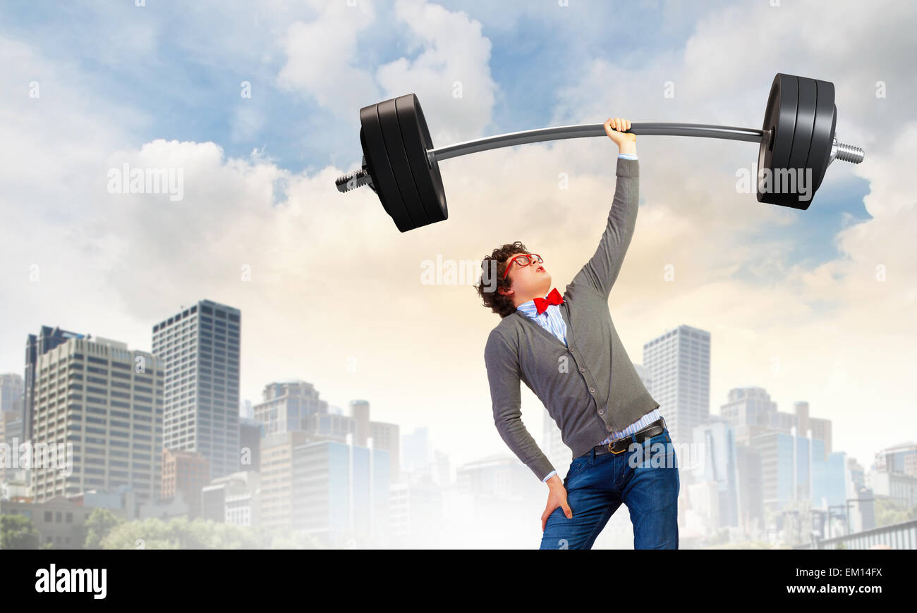 Weight Lifting businessman Stock Photo - Alamy