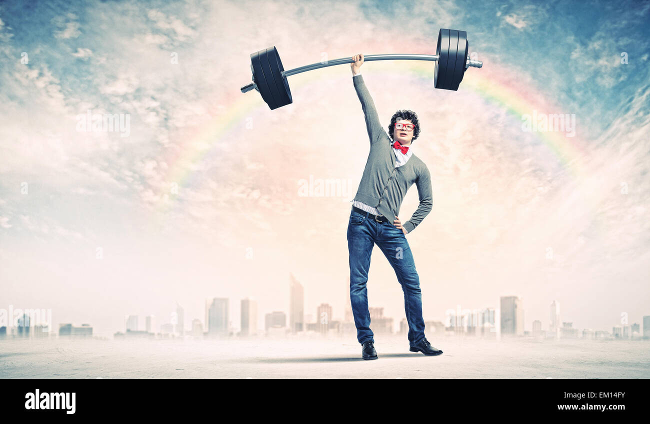 Weight Lifting businessman Stock Photo - Alamy