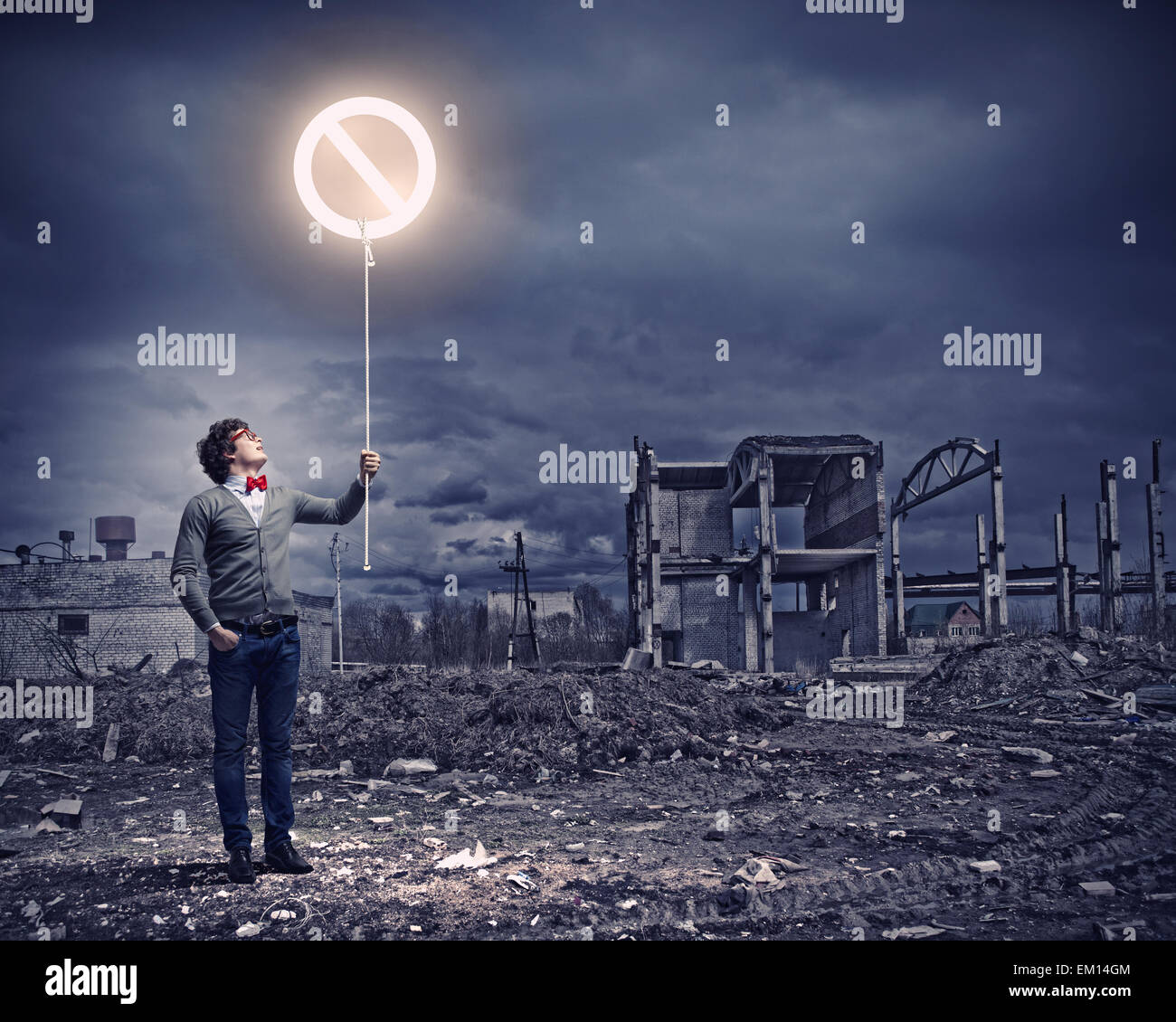 Young man and stop sign Stock Photo - Alamy