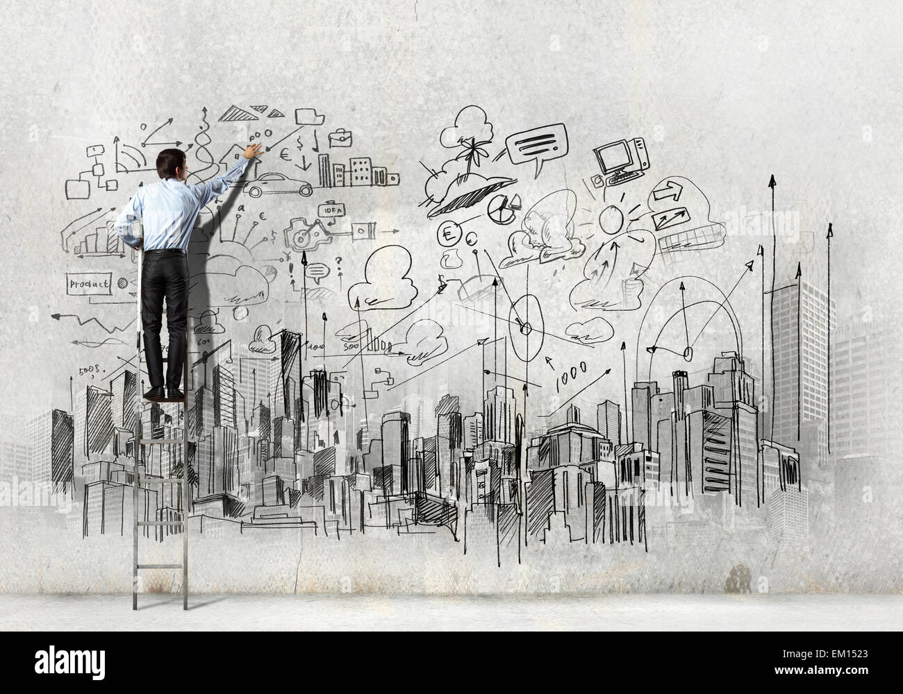 Businessman drawing sketch Stock Photo - Alamy