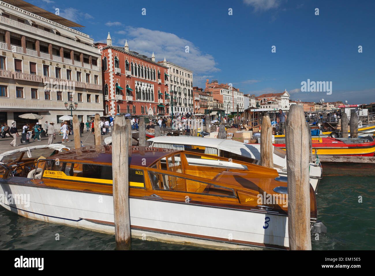 Water Taxi In The Harbor; Venice Italy Stock Photo - Alamy