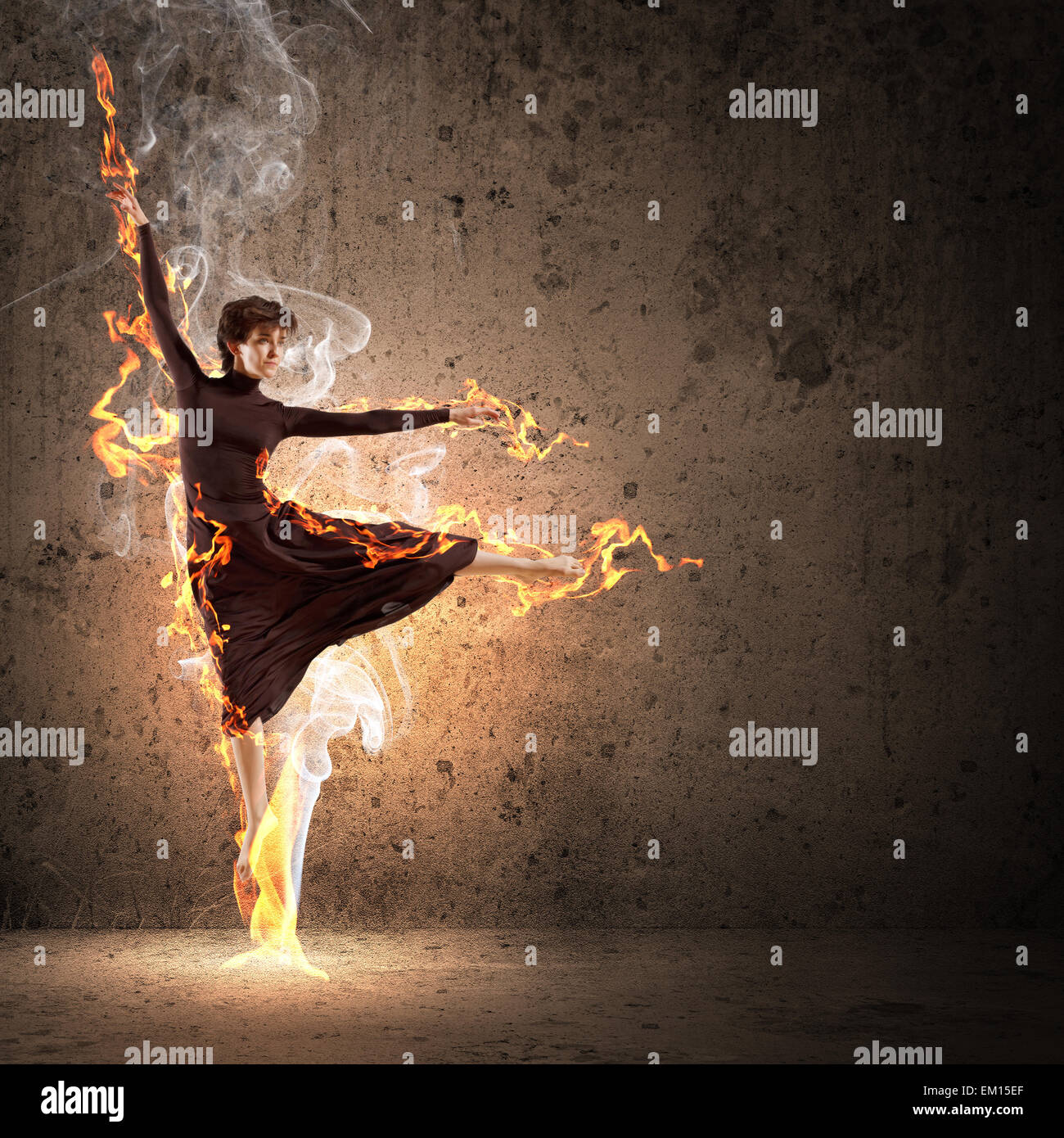 Girl in color dress dancing.Collage Stock Photo - Alamy