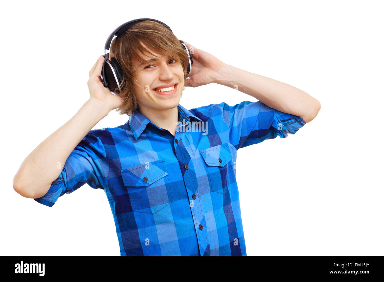 Happy smiling young man dancing Stock Photo - Alamy