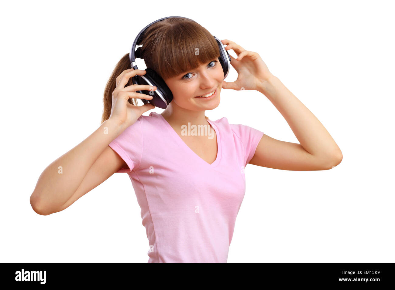 Happy smiling girl dancing Stock Photo - Alamy
