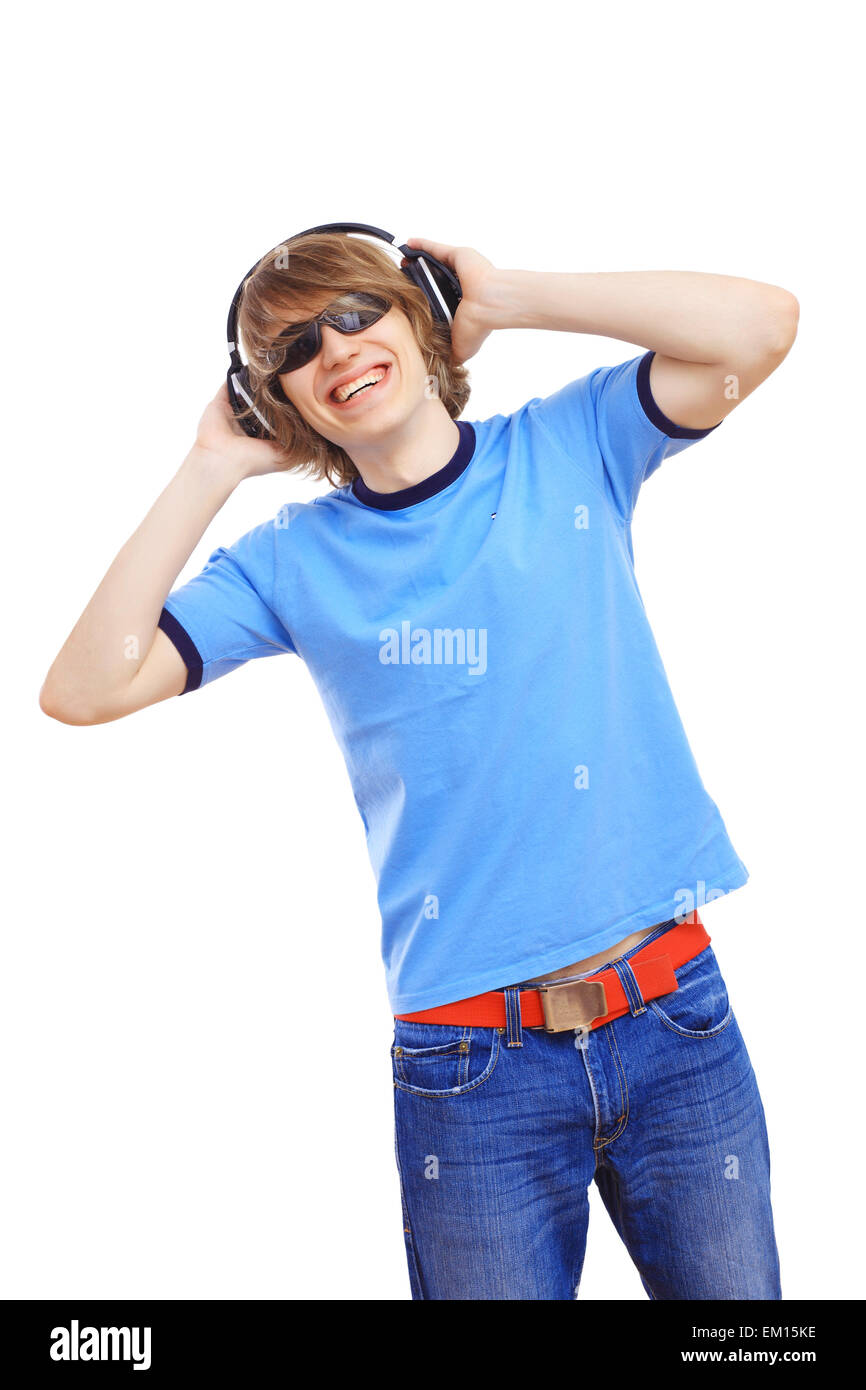 Happy smiling young man dancing Stock Photo - Alamy