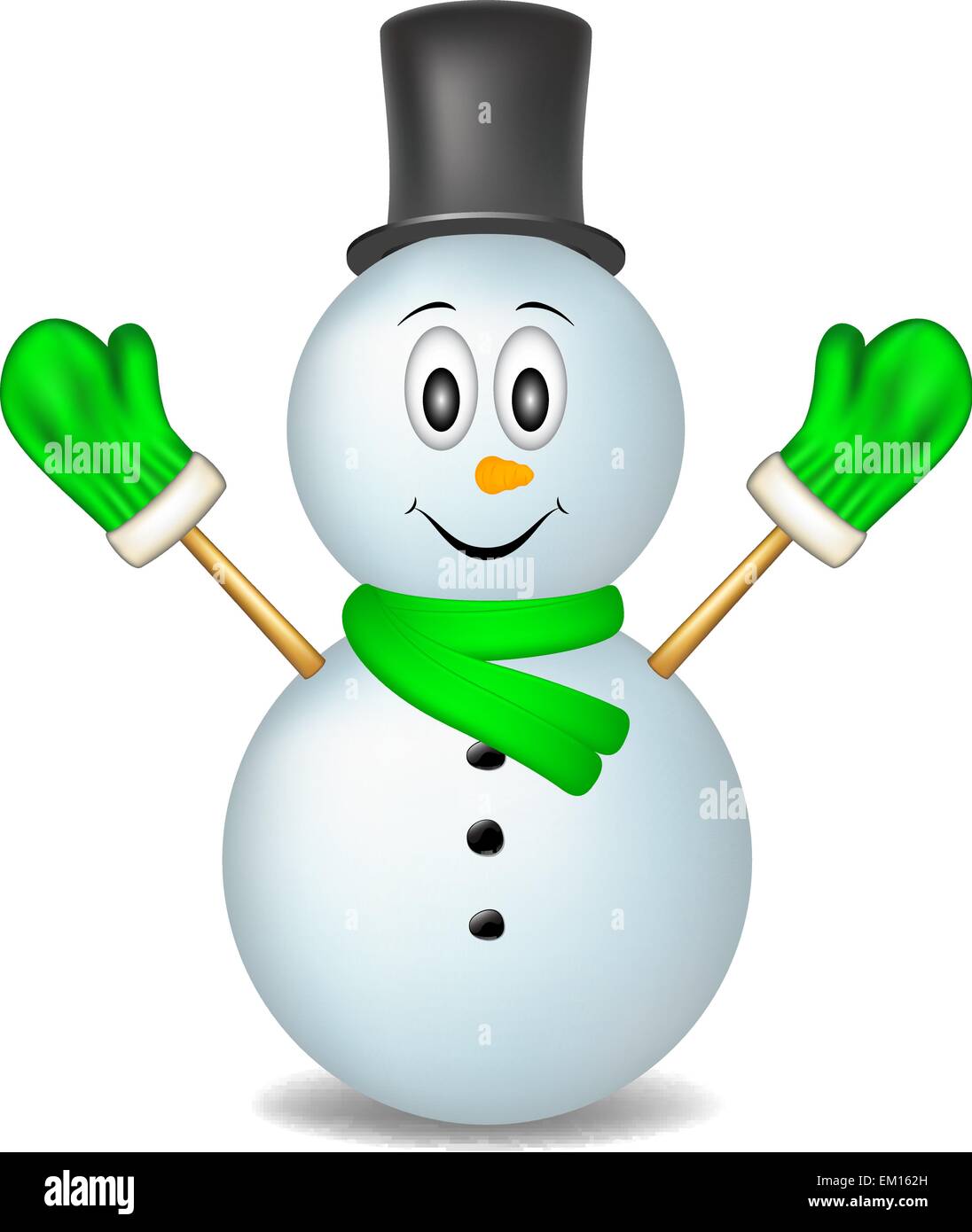 Smiling snowman wearing mittens, hat and scarf Stock Vector Image & Art ...