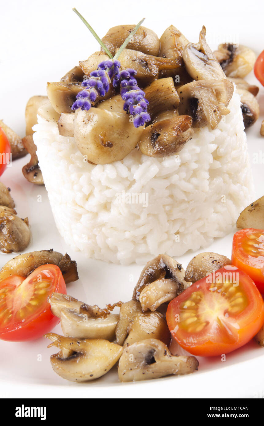 basmati rice with mushroom and lavender Stock Photo - Alamy