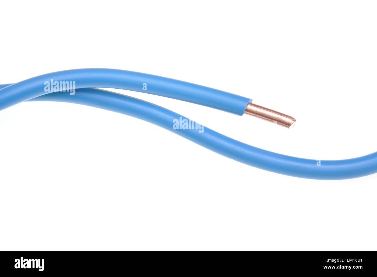 Blue electric cable on a white background Stock Photo - Alamy