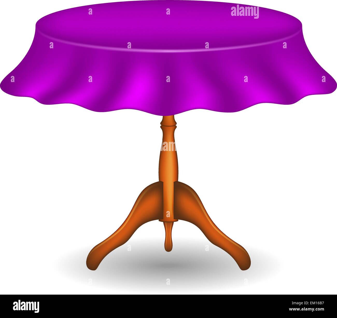 Wooden round table with purple tablecloth Stock Vector Image & Art - Alamy
