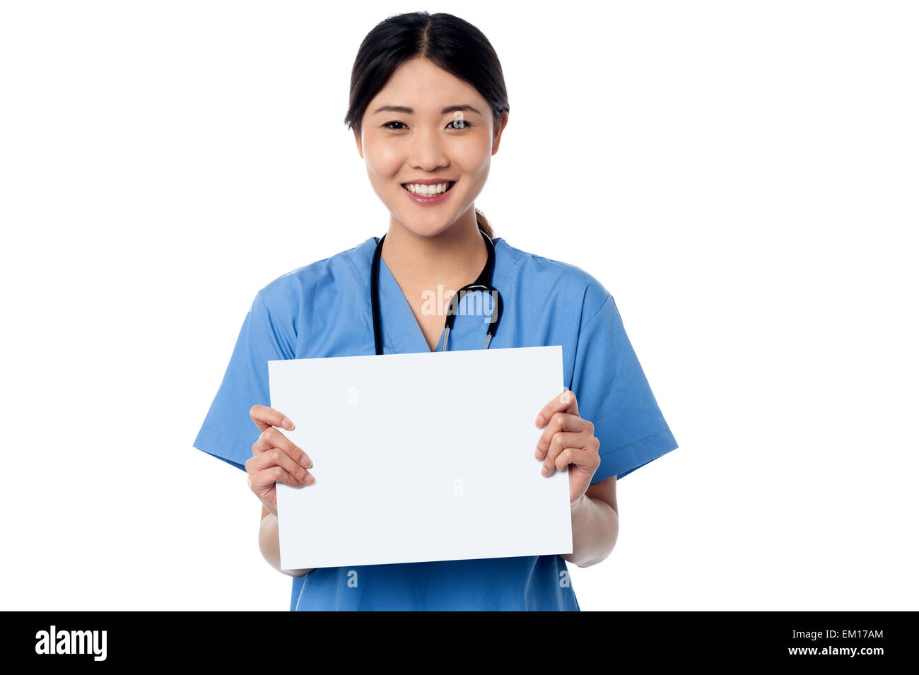 Female doctor holding blank hi-res stock photography and images - Alamy