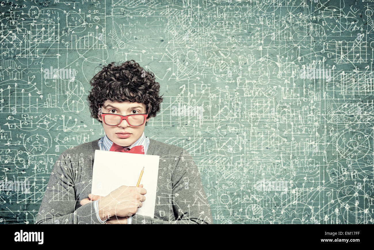 Young man with papers Stock Photo - Alamy