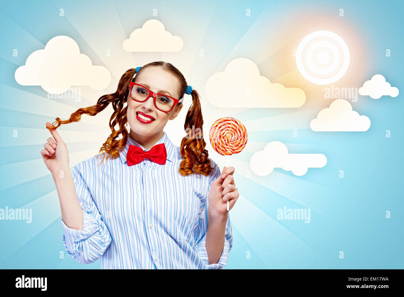 Funny girl with lollipop Stock Photo - Alamy