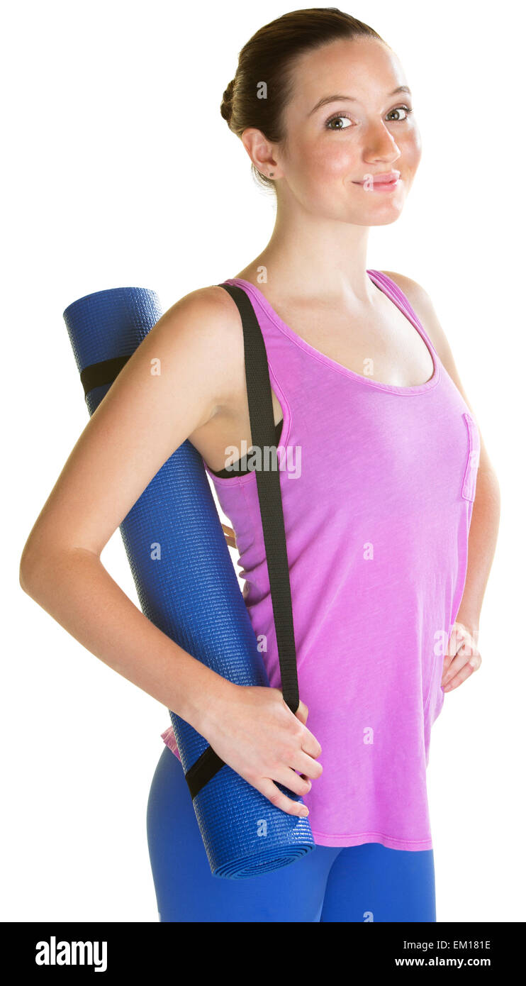 Lady Carrying Yoga Mat Stock Photo - Alamy