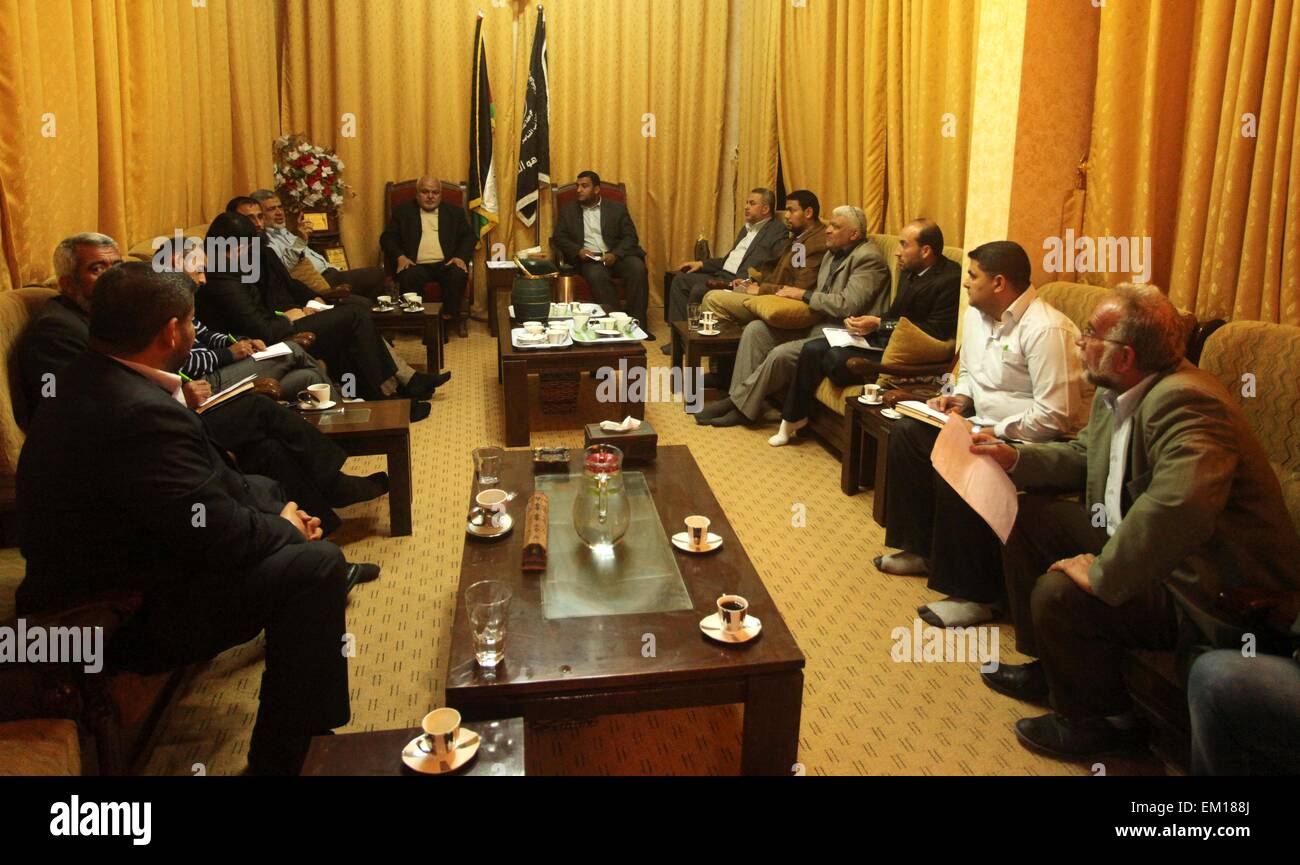 Gaza City, Gaza Strip, Palestinian Territory. 15th Apr, 2015. Leaders ...