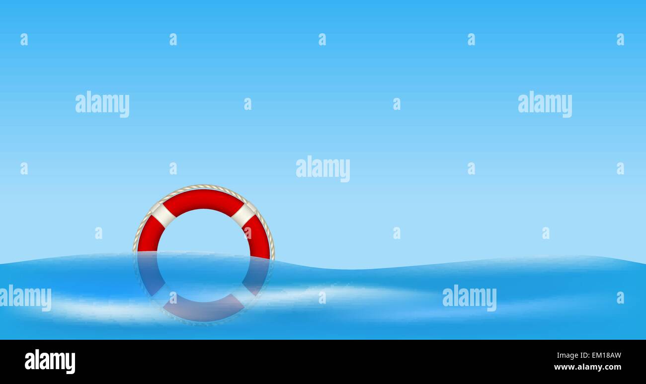 Red life buoy floating on water Stock Vector Image & Art - Alamy