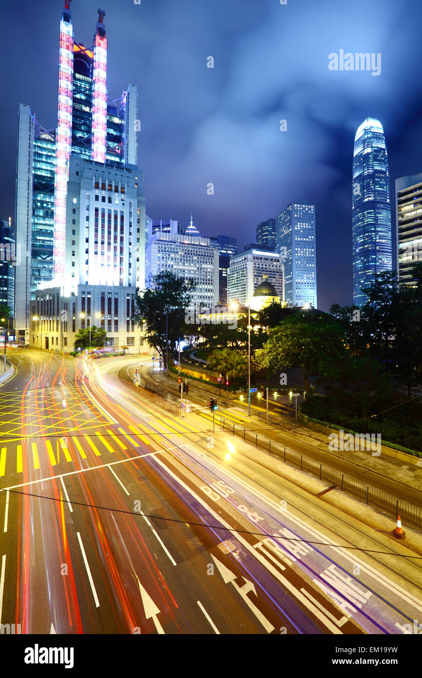 Traffic in city at night Stock Photo - Alamy