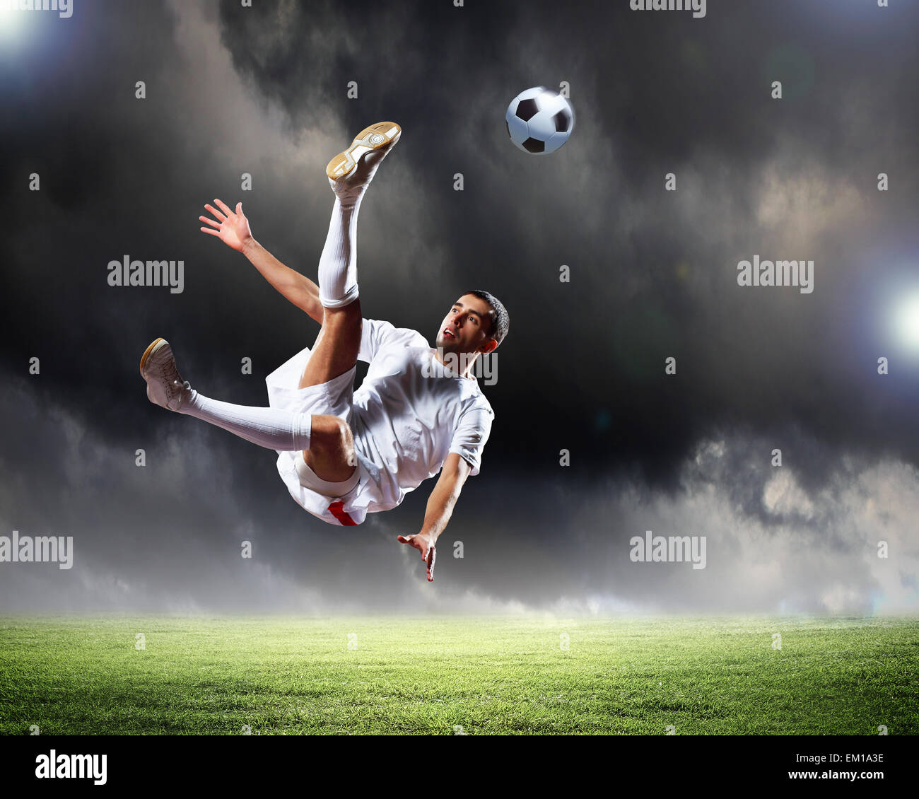 Football player stadium hitting ball hi-res stock photography and ...
