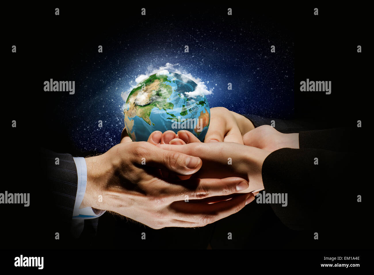 Earth planet in hands Stock Photo - Alamy