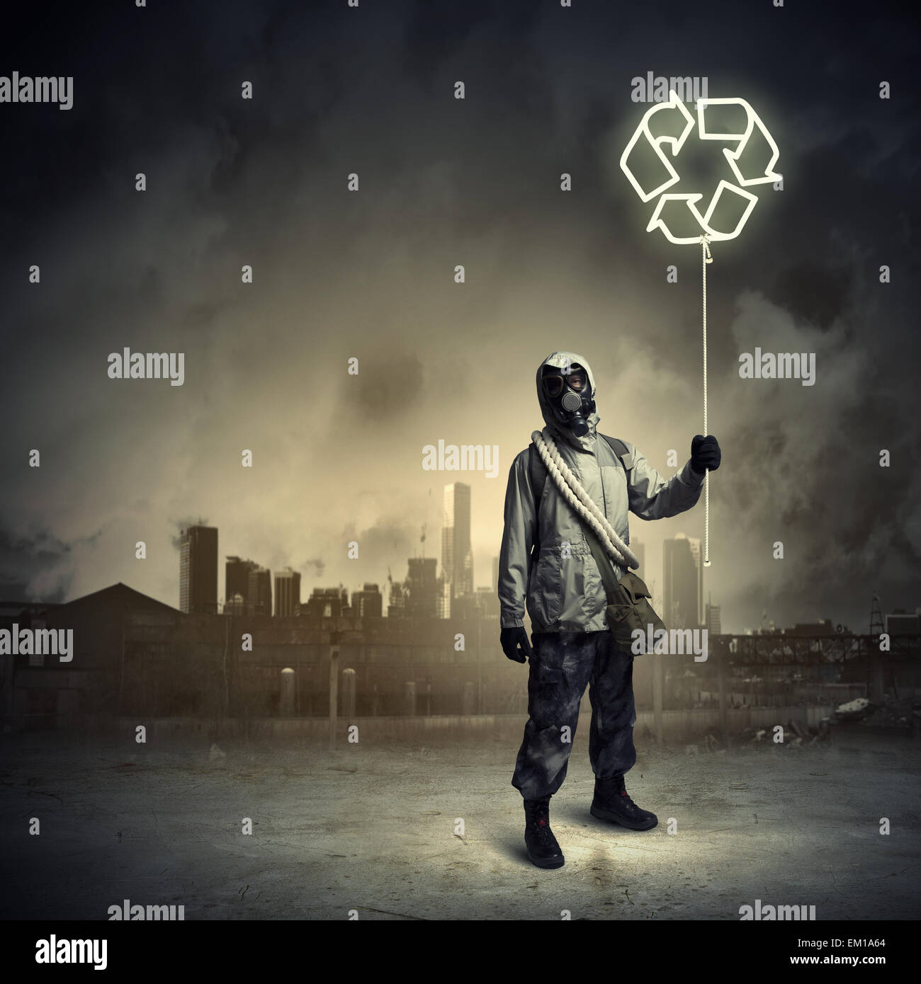 Stalker in gas mask Stock Photo - Alamy