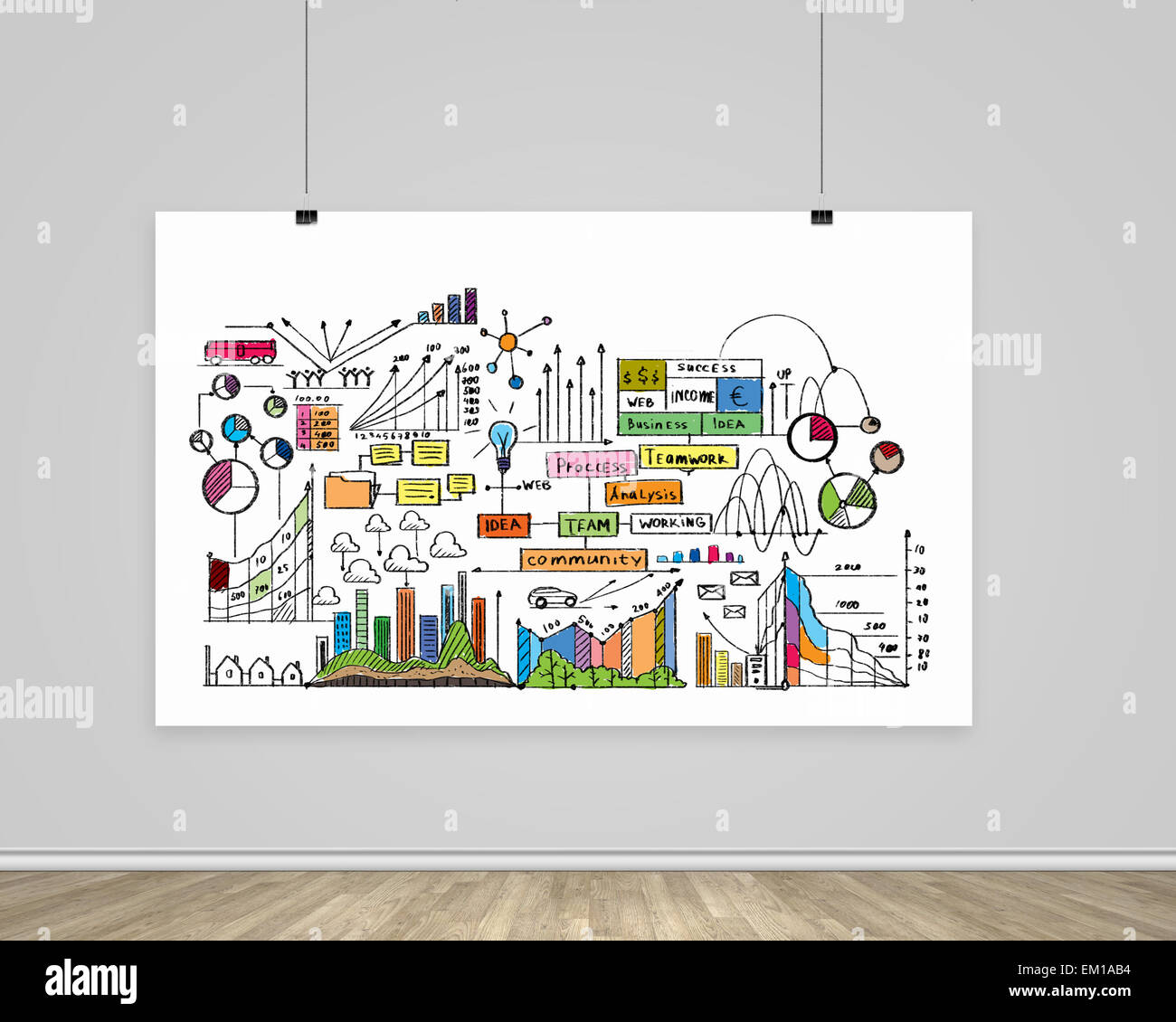 White banner with plan Stock Photo - Alamy