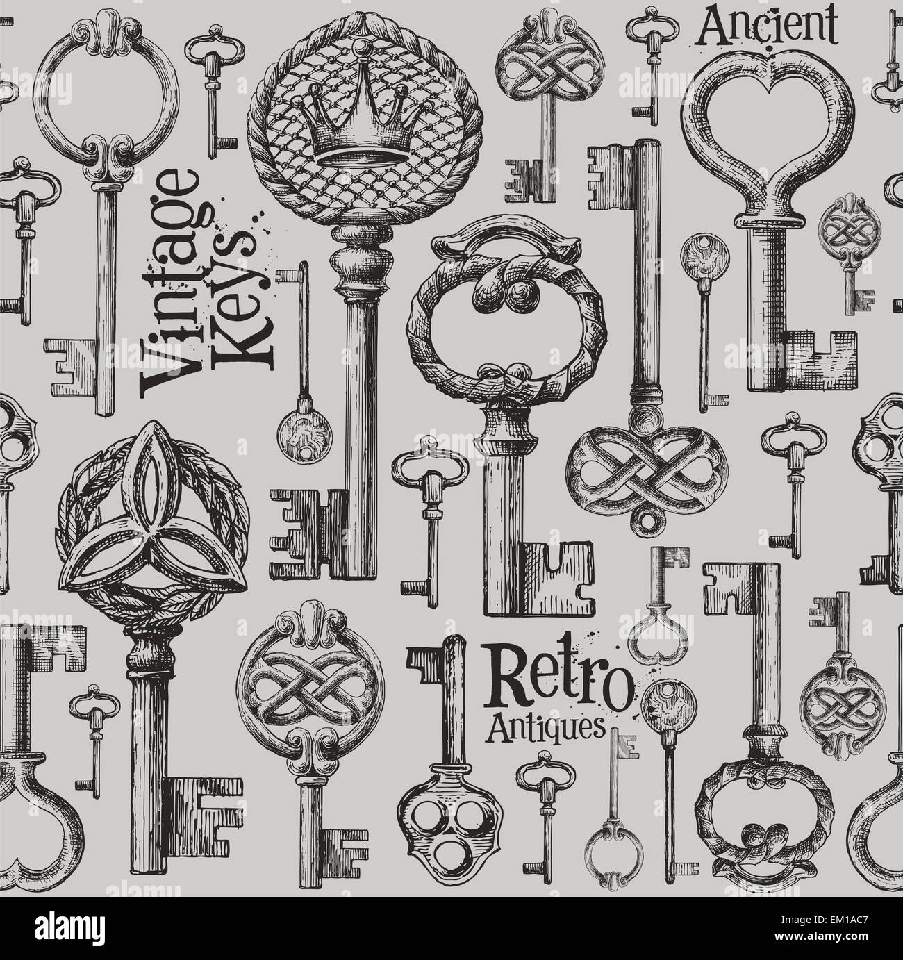 vintage keys vector logo design template. antiques or old thing icon ...