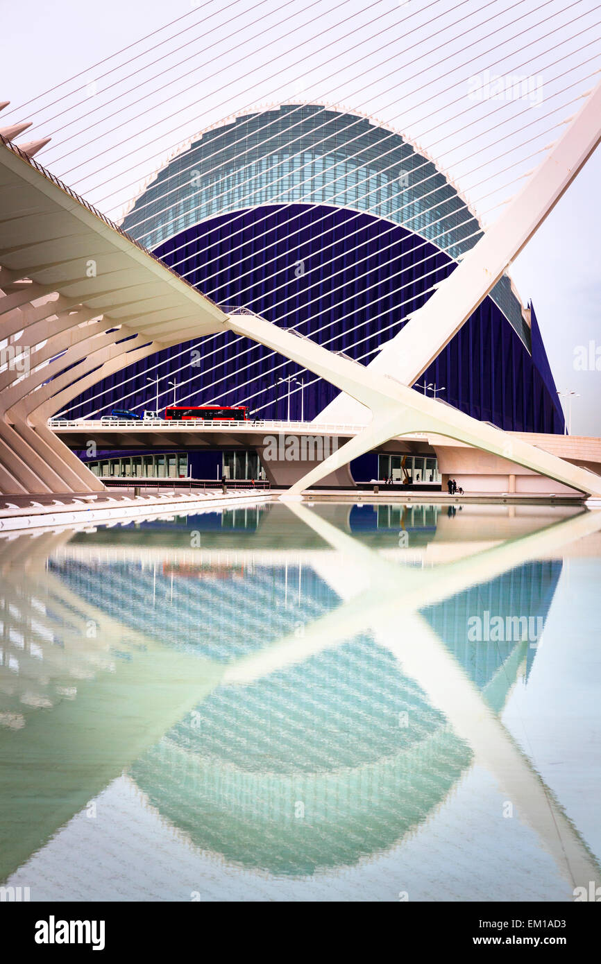 L'Agora building reflected in one of the pools of the Príncipe Felipe ...