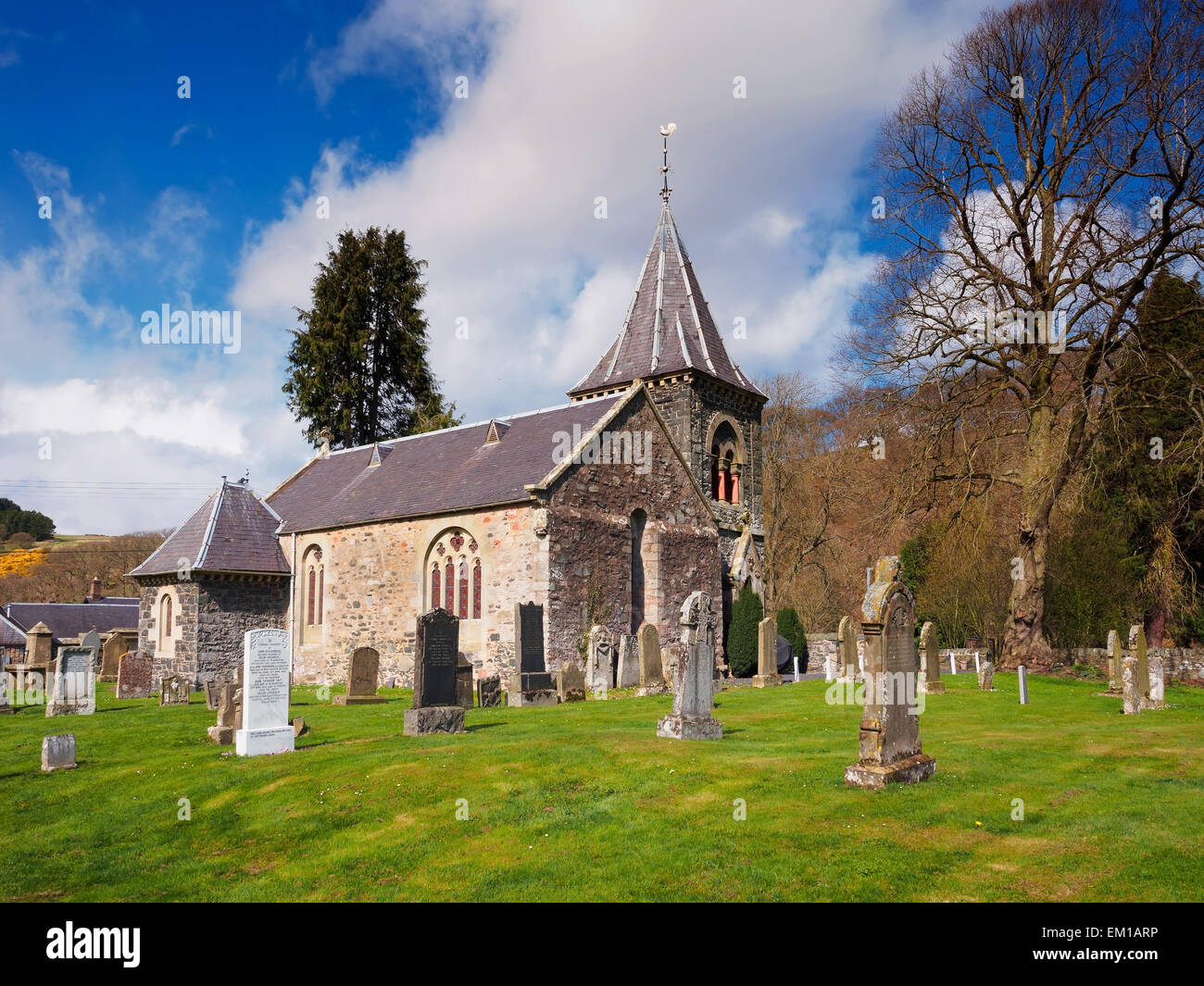 The rural church and churchyard at Abbey St Bathans in the Scottish ...