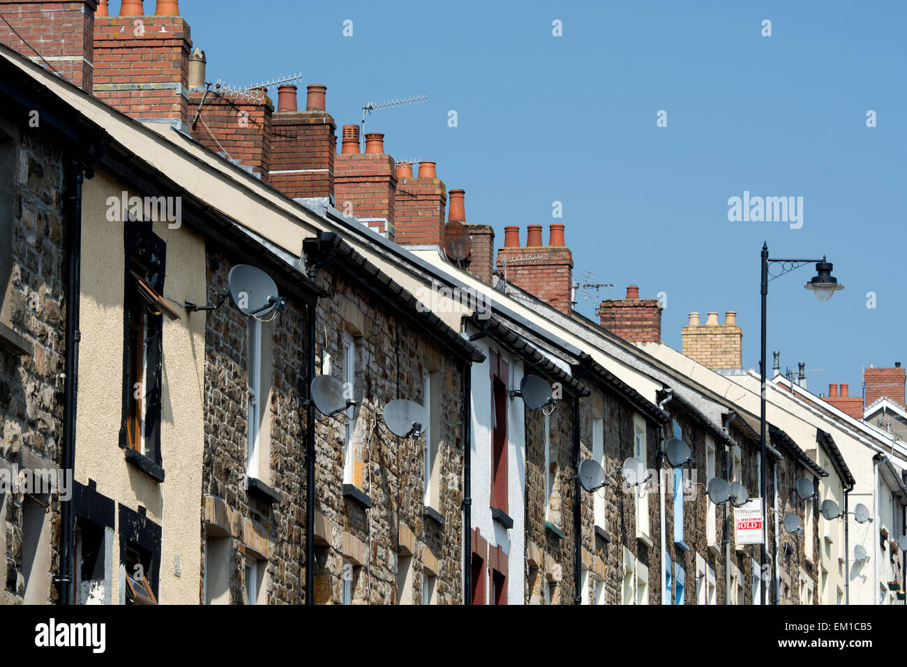 Terraced housing in High Street, Blaenavon, Torfaen, Wales, UK Stock ...