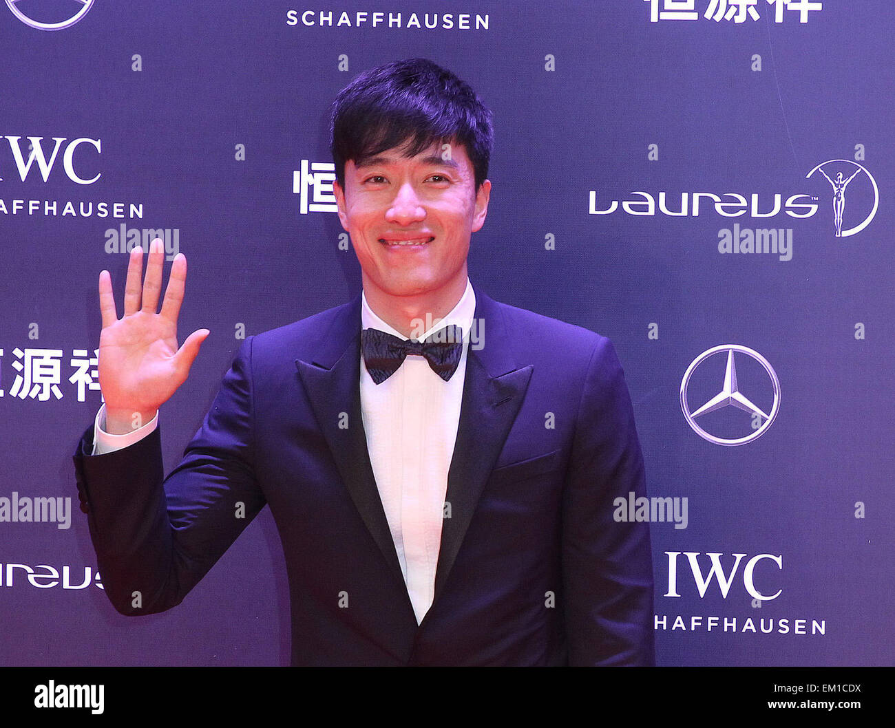 Shanghai. 15th Apr, 2015. Former Chinese hurdler Liu Xiang poses on the ...