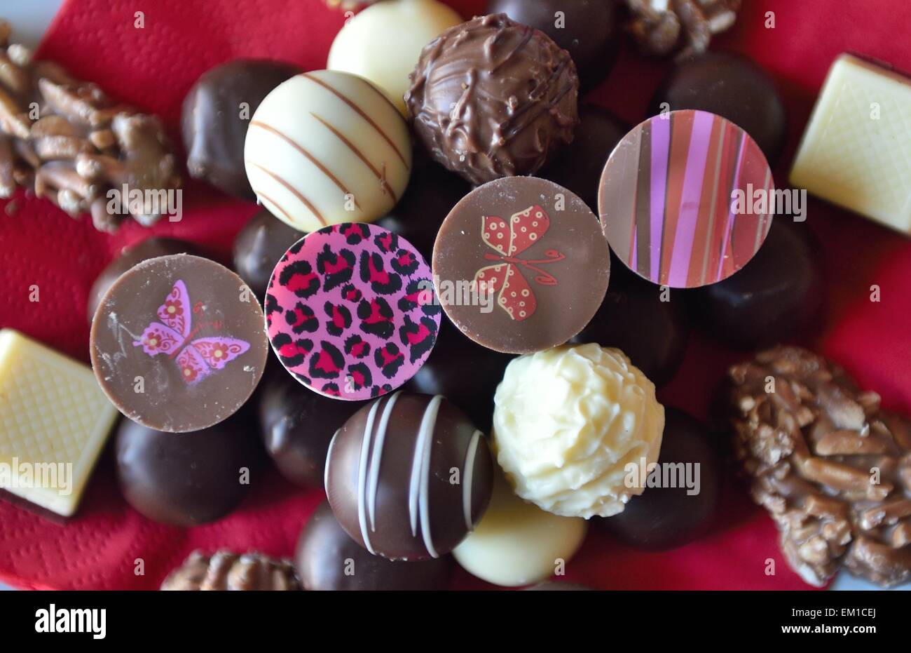 A selection of chocolate produced by Halloren is presented in the ...
