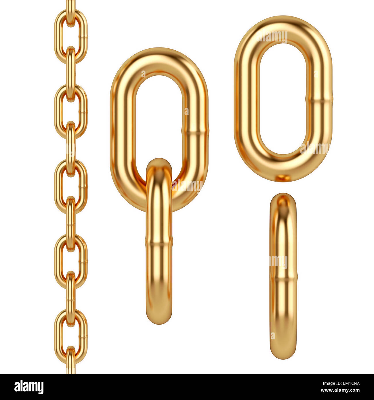 3d rendering of golden metal chain isolated on white background Stock ...