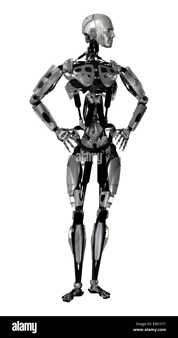 3D digital render of a male cyborg isolated on white background Stock ...