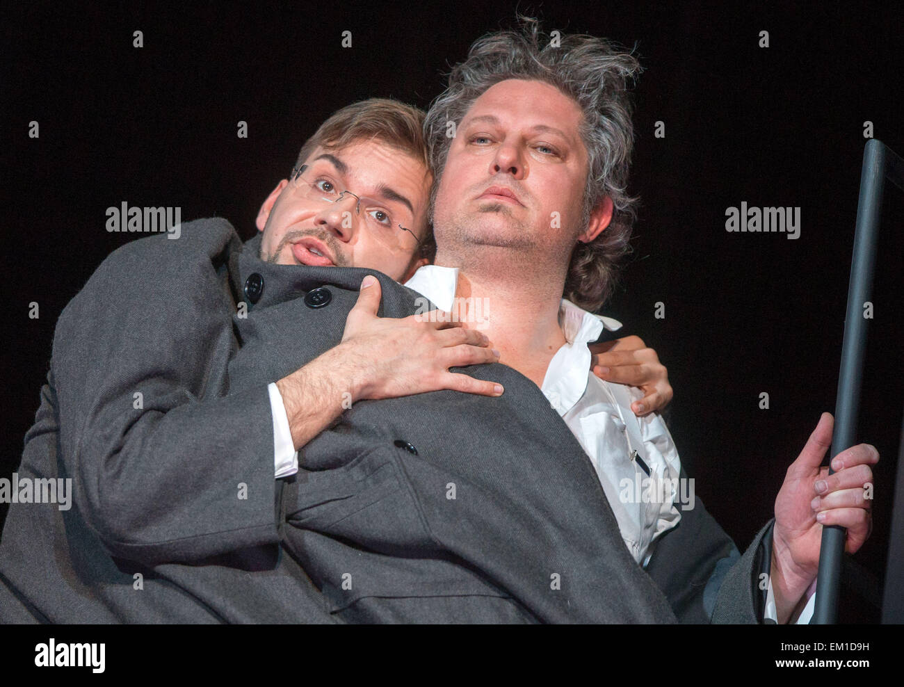 Schwerin, Germany. 15th Apr, 2015. Steffen Schantz (Tom Rakewell, R ...