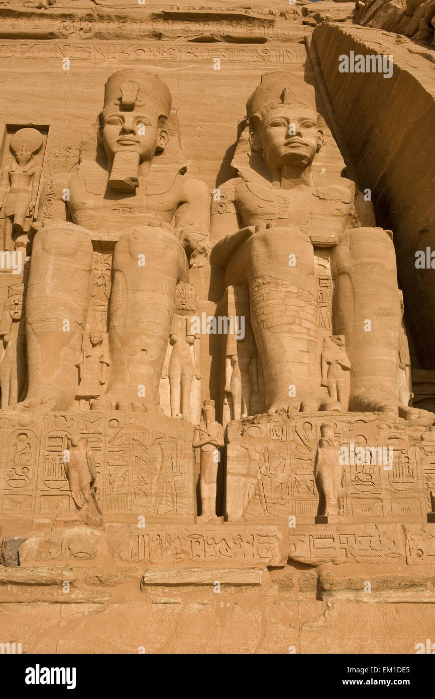 Closeup of Pharaoh Ramses II statue at Abu Simbel in Egypt Stock Photo ...