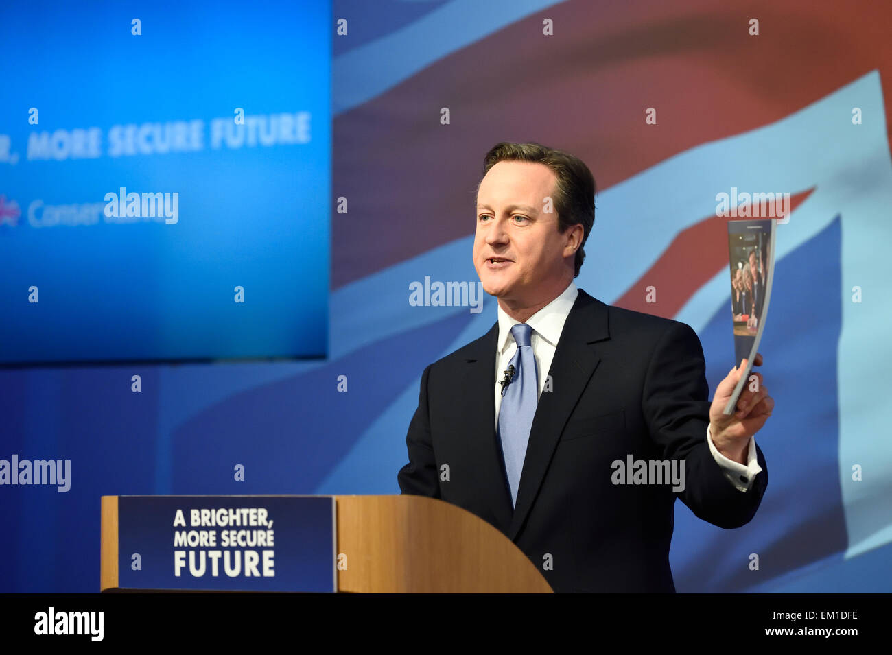 David Cameron on stage at the unveiling of the Conservative Party ...