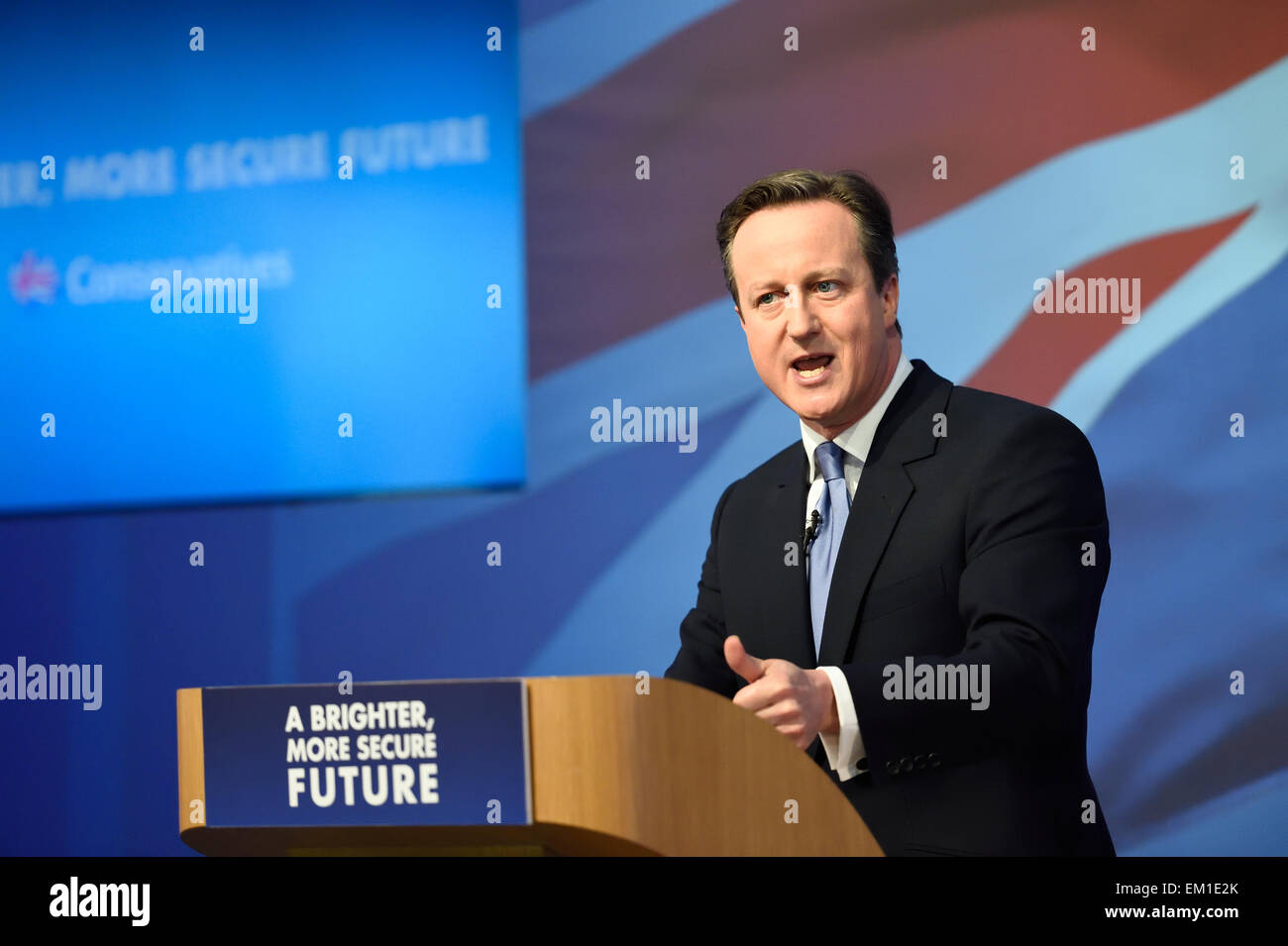 David Cameron on stage at the unveiling of the Conservative Party ...