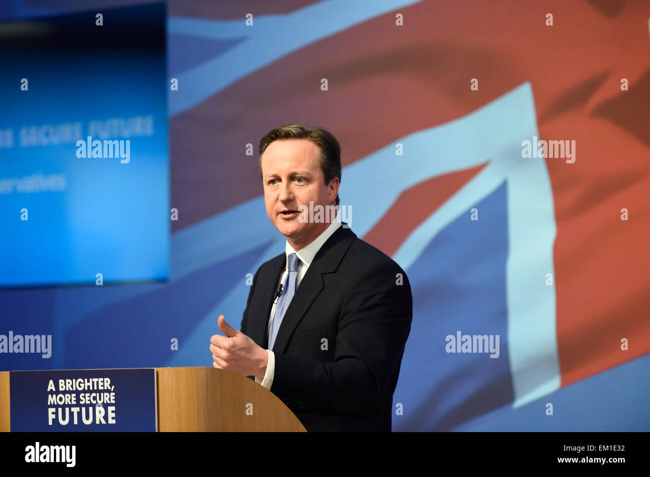 David Cameron on stage at the unveiling of the Conservative Party ...
