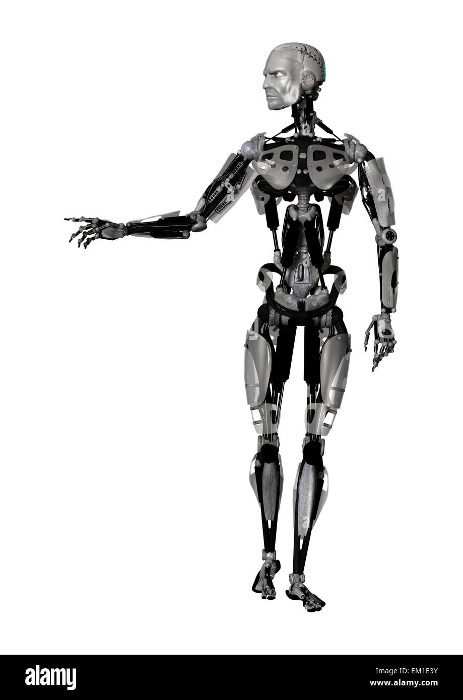 3D digital render of a male cyborg isolated on white background Stock ...